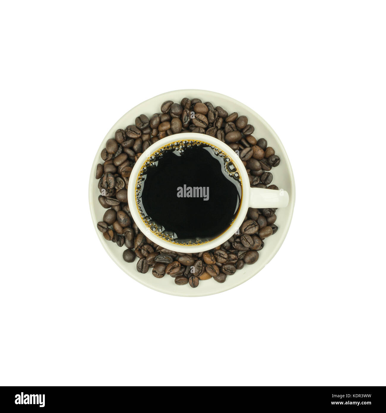 Top view of a cup of coffee, isolate on white Stock Photo - Alamy