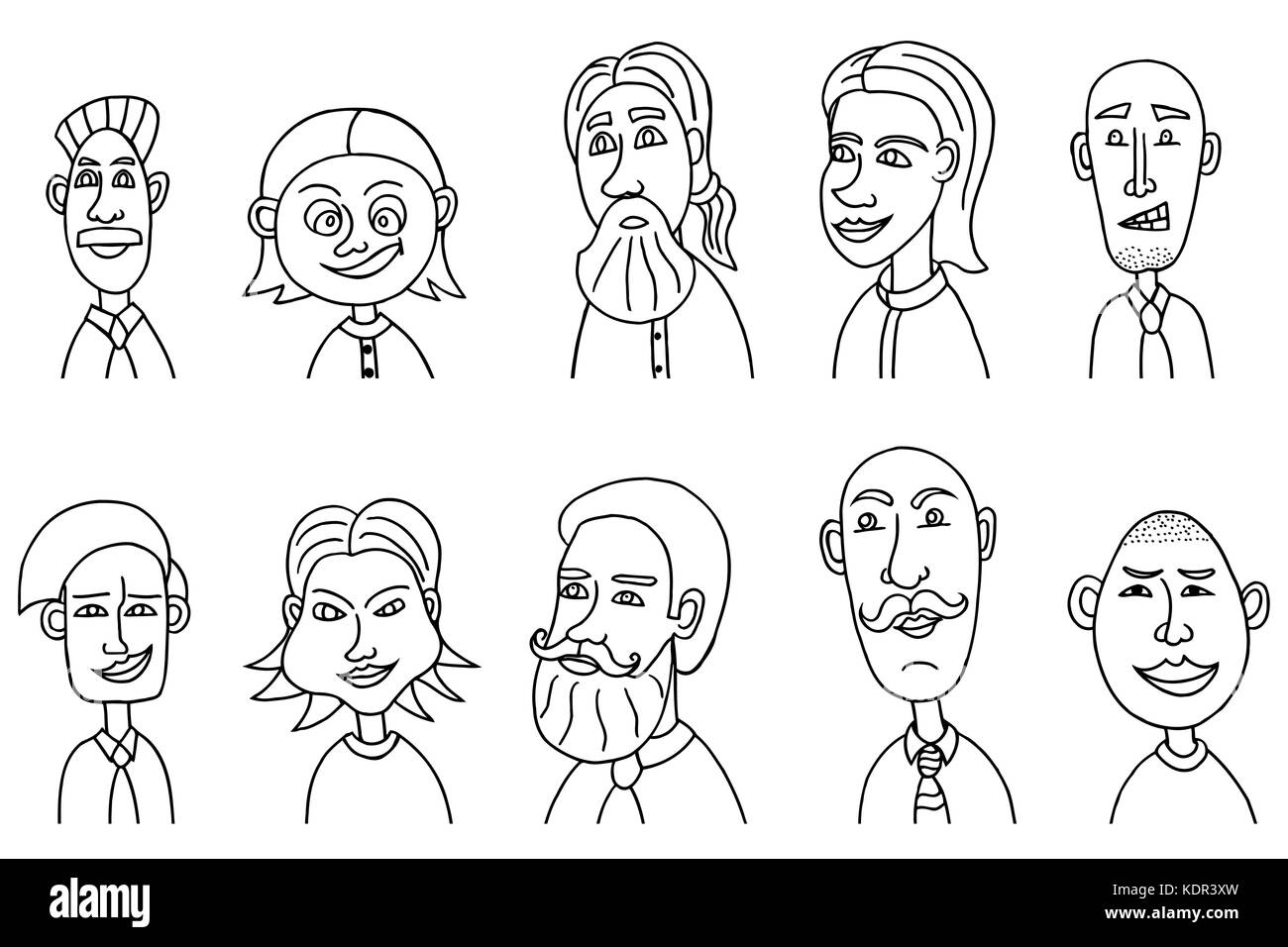 Sketch people icons. hand-drawn avatars isolated Stock Vector Image ...