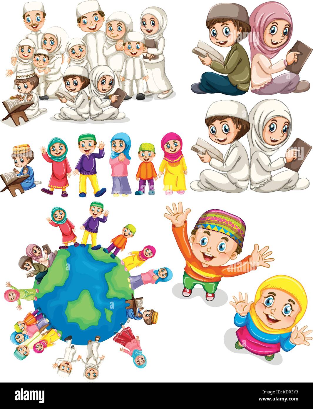 Muslim families around the world illustration Stock Vector Image & Art ...