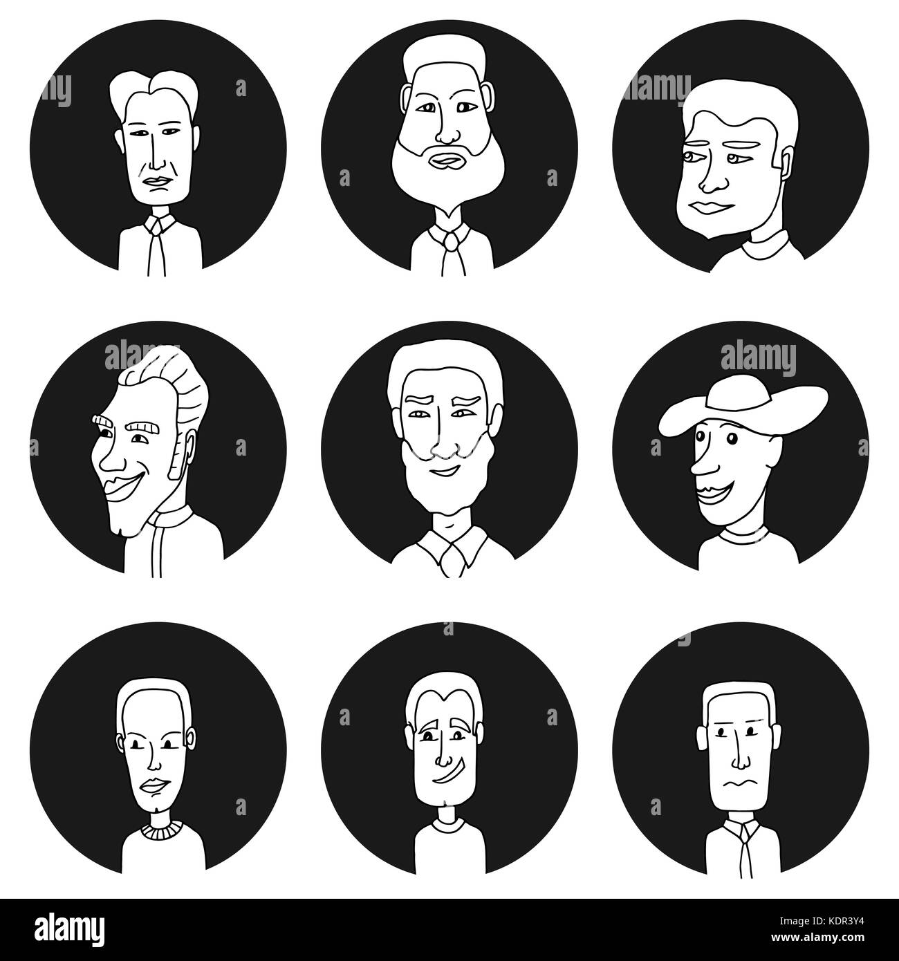 Sketch people icons. hand-drawn round avatars isolated Stock Vector ...