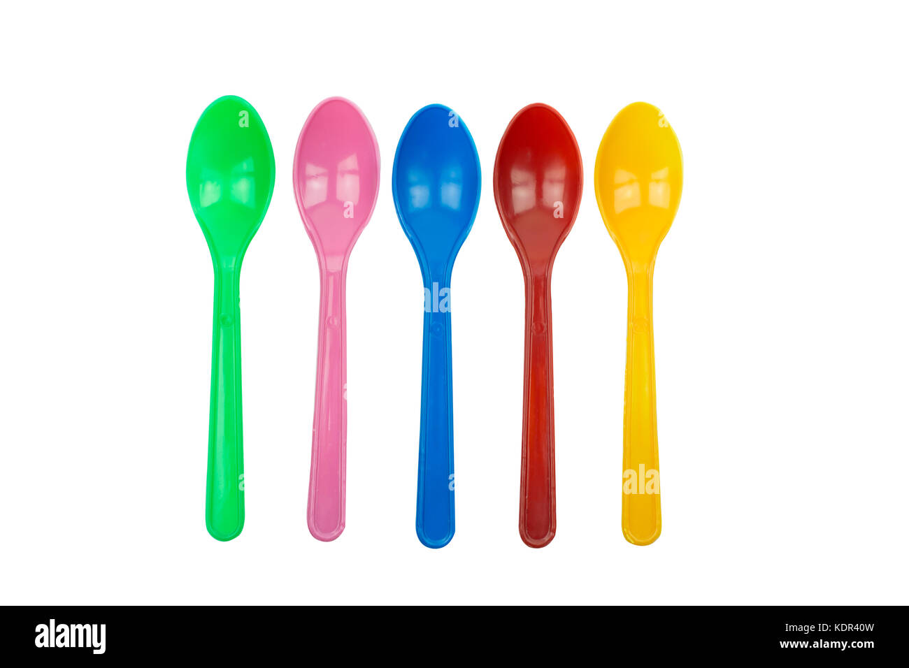 colorful plastic spoons for party isolated on white Stock Photo - Alamy