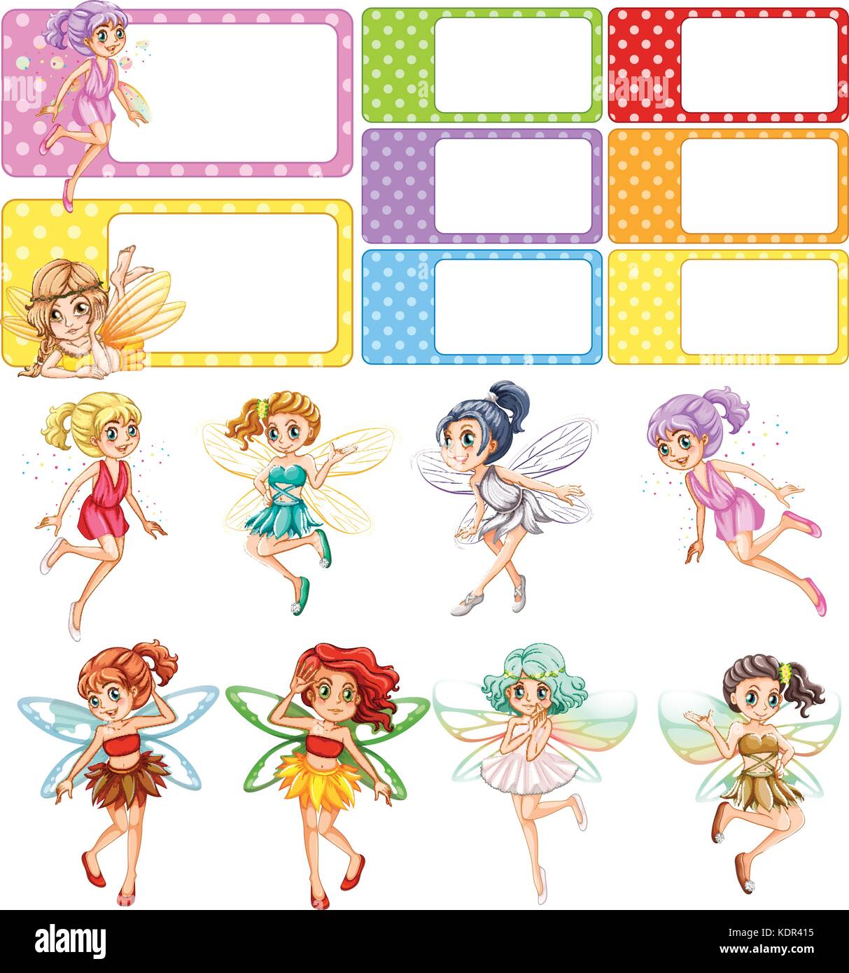 Fairies flying and frame design illustration Stock Vector Image & Art ...