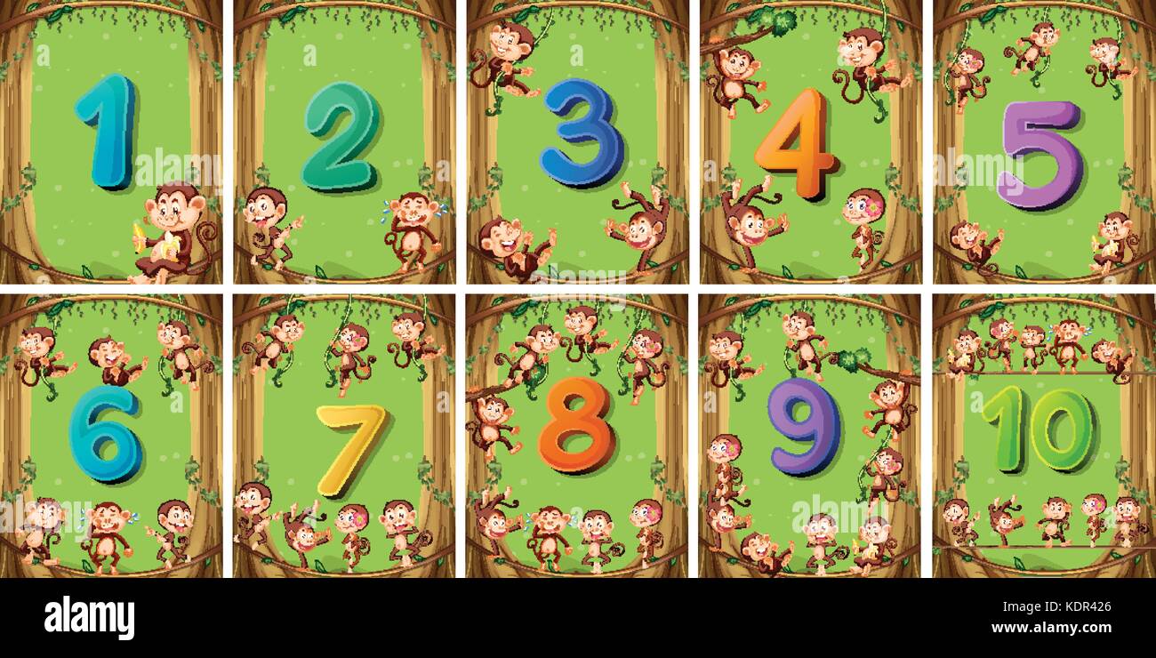 Number one to ten on different cards illustration Stock Vector Image ...