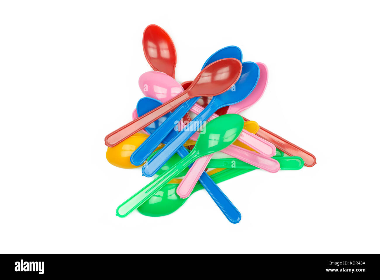 colorful plastic spoons for party isolated on white Stock Photo - Alamy