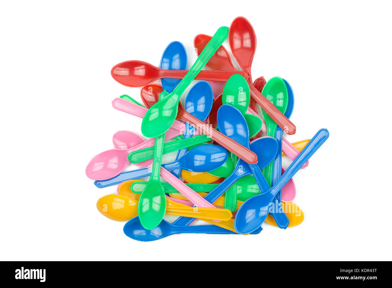 colorful plastic spoons for party isolated on white Stock Photo - Alamy
