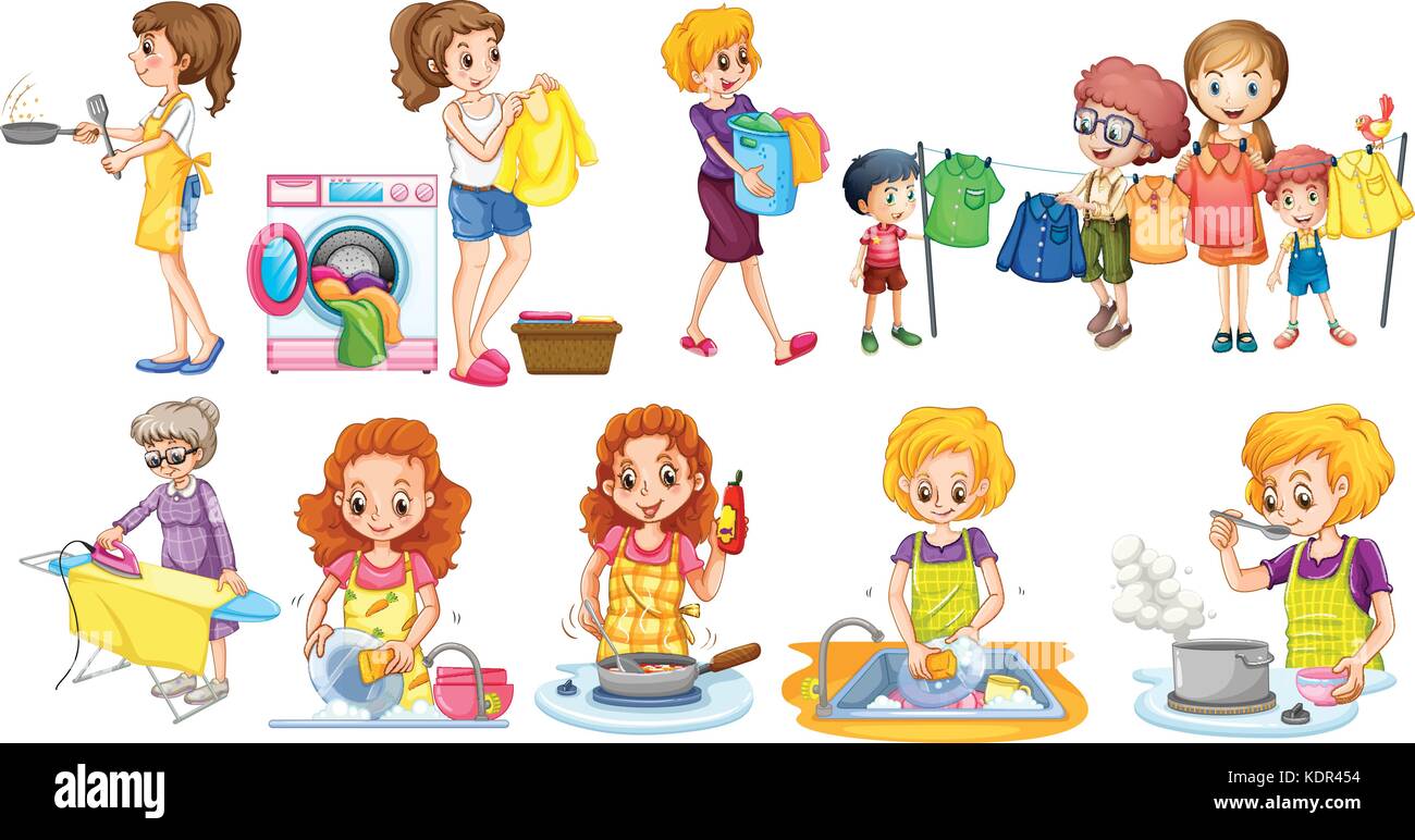 People doing different houseworks illustration Stock Vector Image & Art ...