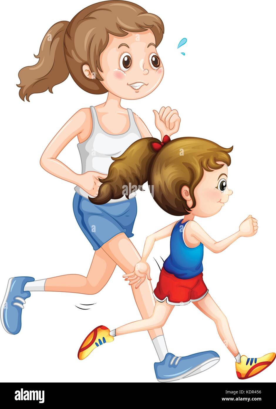 Mother and daughter running illustration Stock Vector Image & Art - Alamy
