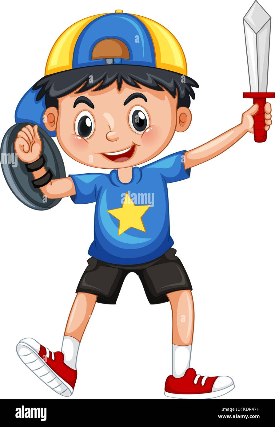Little boy with armour and sword illustration Stock Vector Image & Art ...