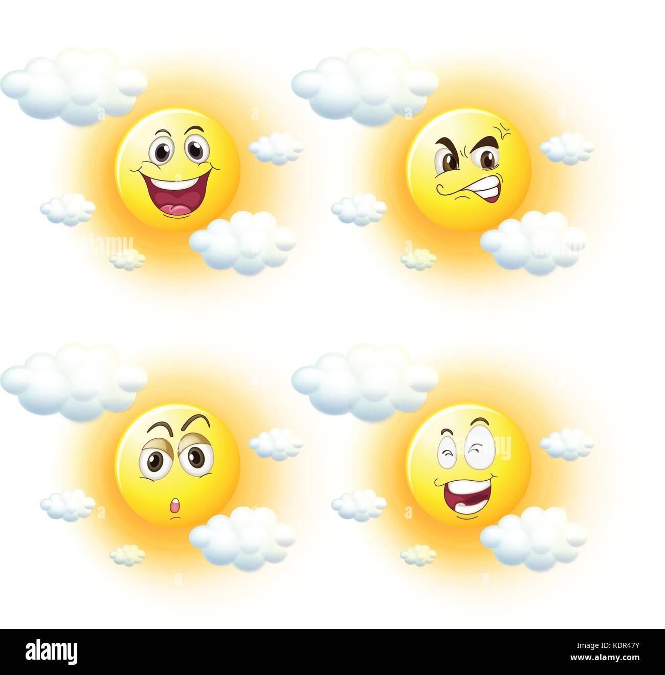 Sun with different facial expressions illustration Stock Vector Image ...