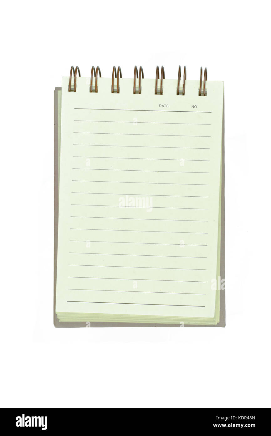 Note book paper isolated on white background Stock Photo - Alamy