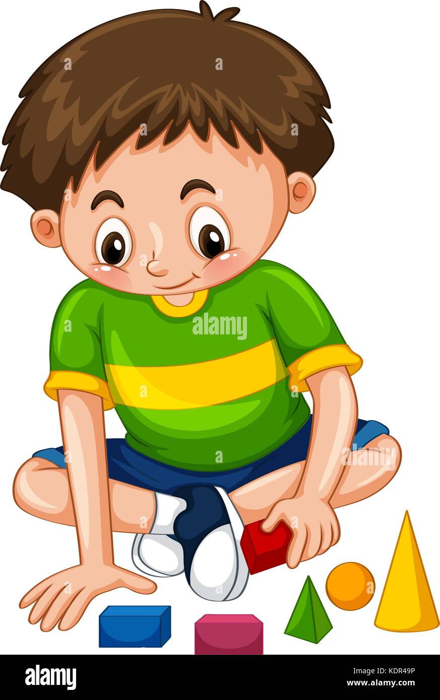 Boy playing with shape blocks illustration Stock Vector Image & Art - Alamy