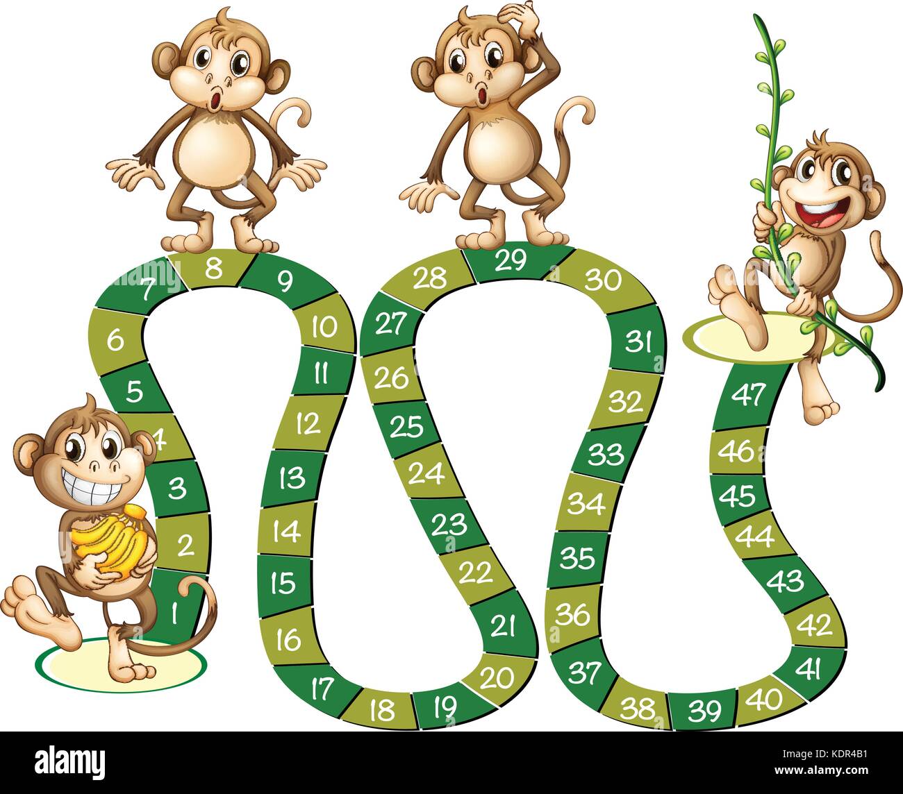 Boardgame template with cute monkeys illustration Stock Vector Image ...
