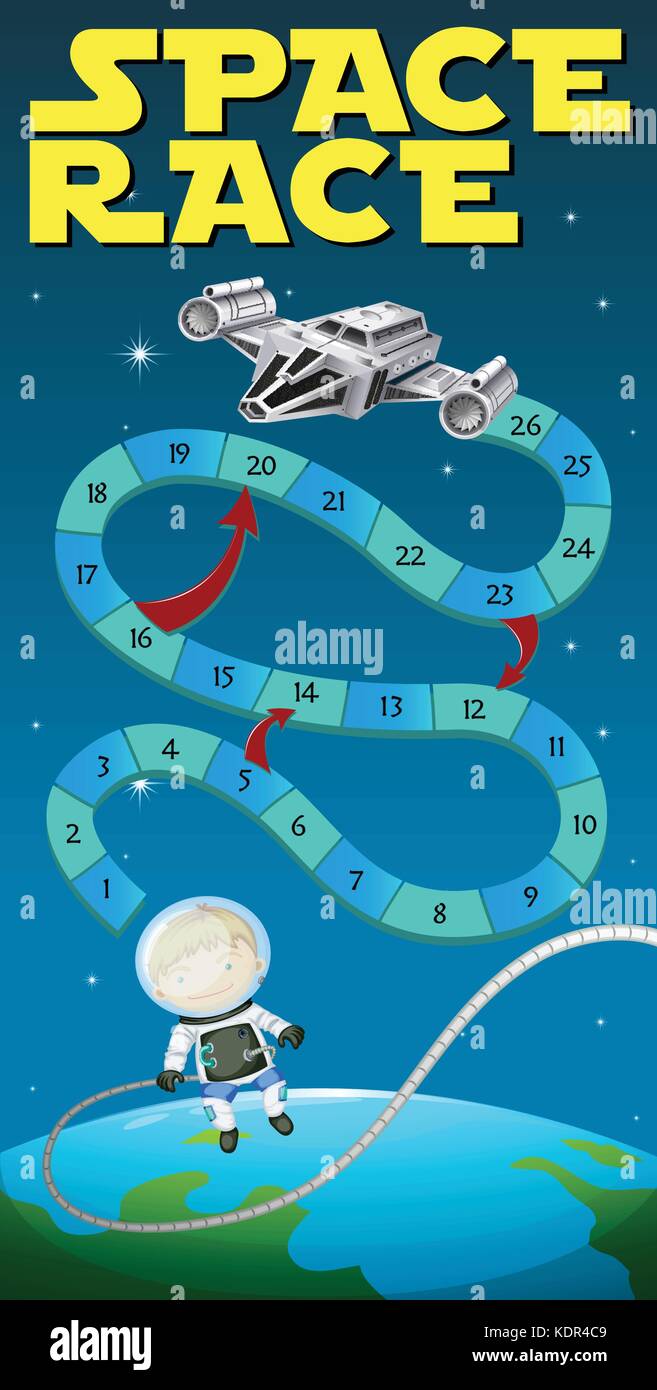 Game template with astronaut and spaceship illustration Stock Vector ...