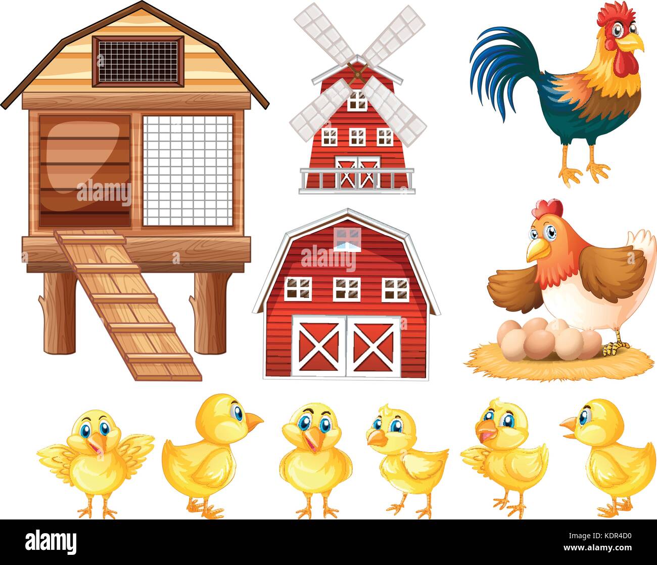Chickens and cicken coops illustration Stock Vector Image & Art - Alamy