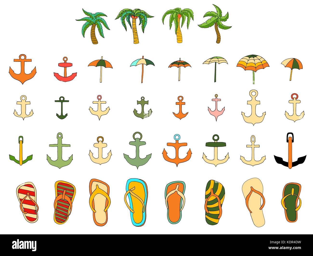 Set of objects associated with the summer holidays. Vector illustration ...