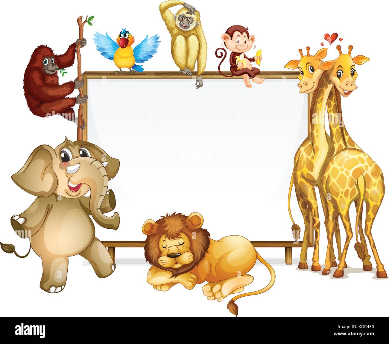 Frame template with many wild animals illustration Stock Vector Image ...