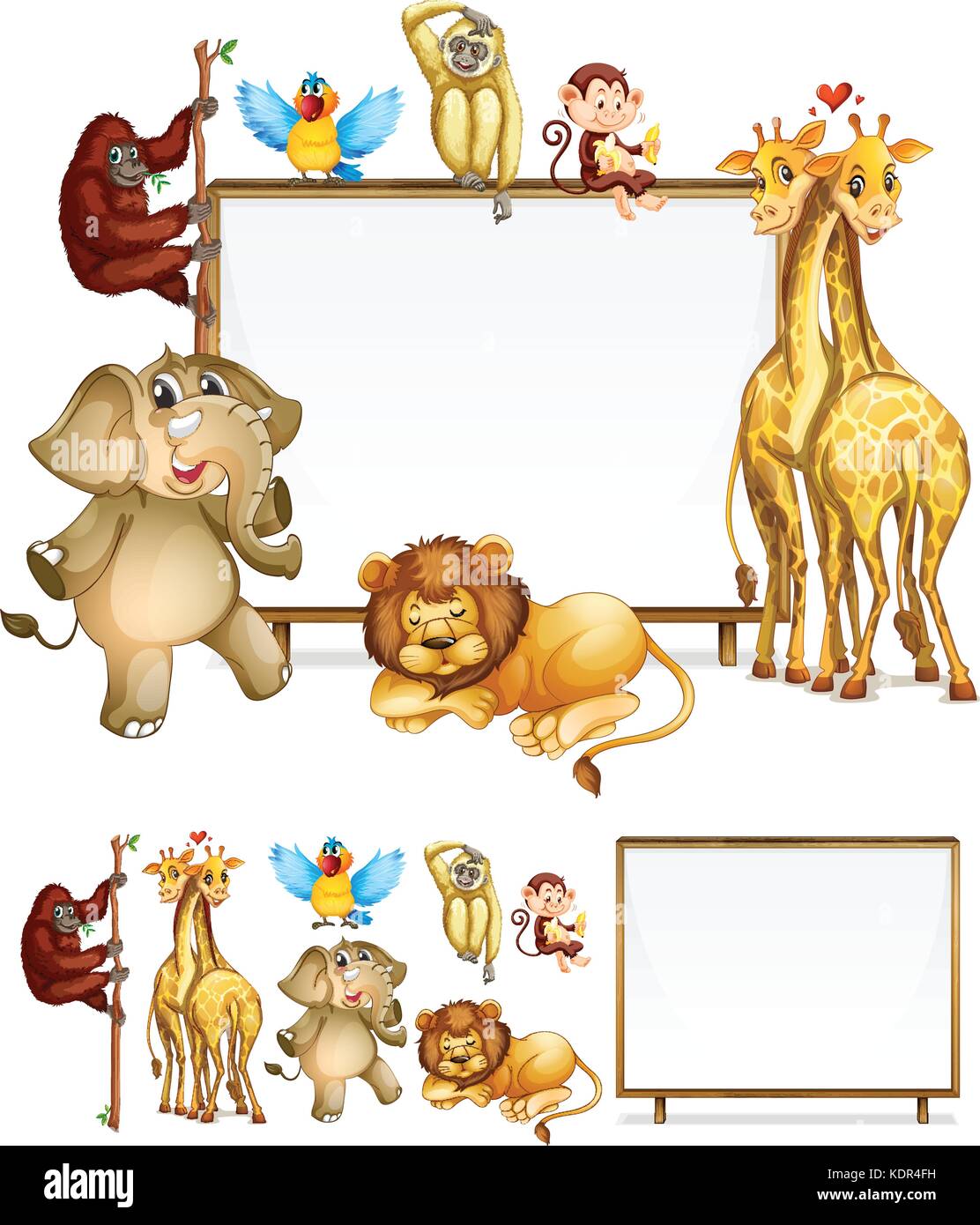 Board template with wild animals illustration Stock Vector Image & Art ...