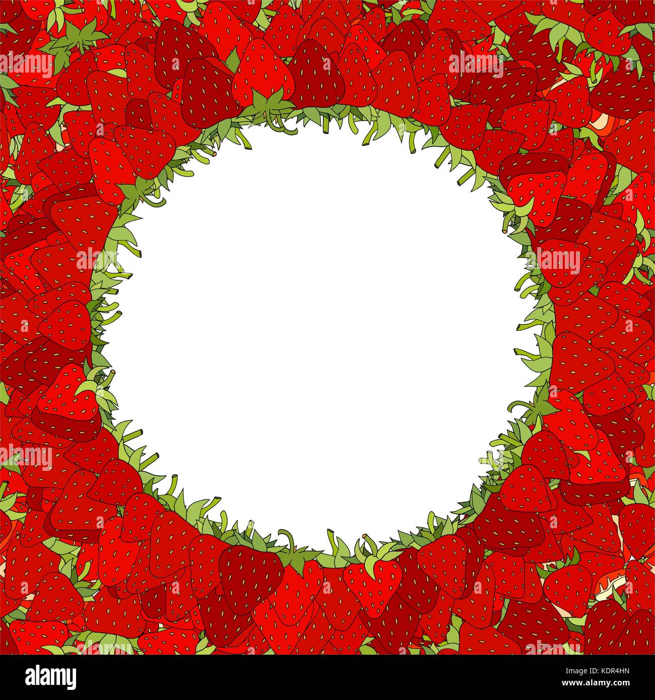 Vector background with strawberries. Vitamins. Round Frame Stock Vector ...