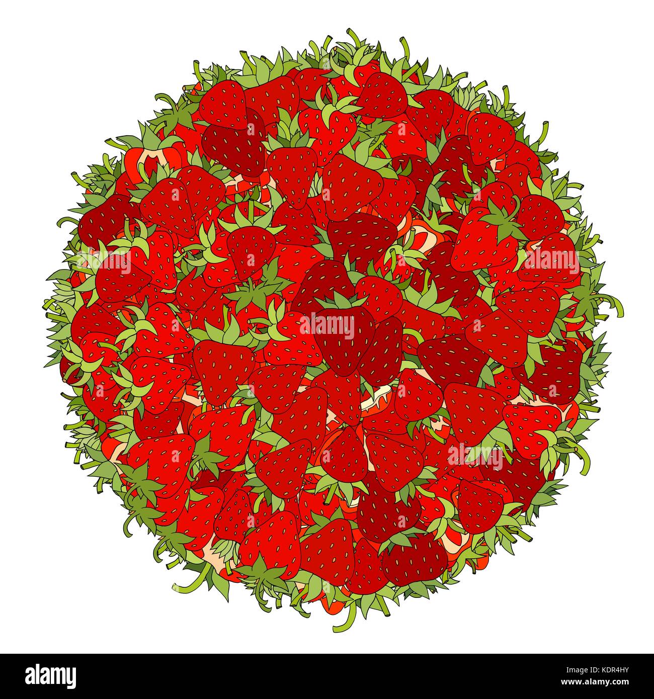 Round Vector background of set strawberries. Vitamins background Stock ...