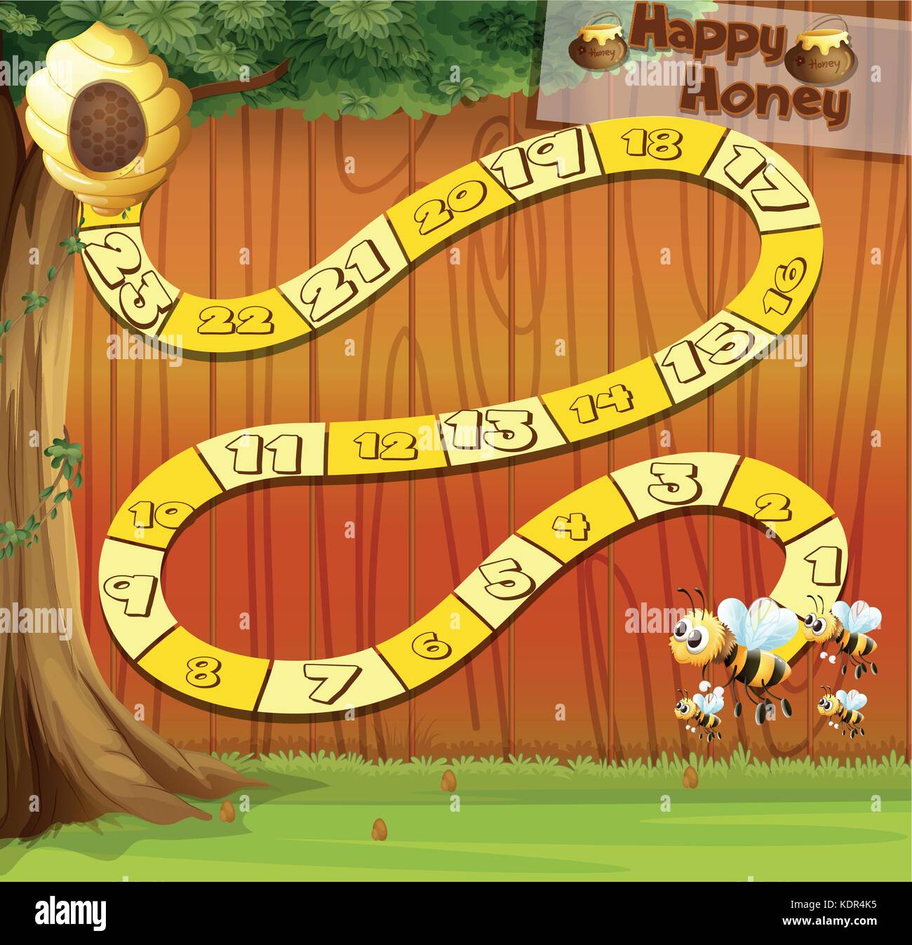 Boardgame template with bees flying illustration Stock Vector Image ...