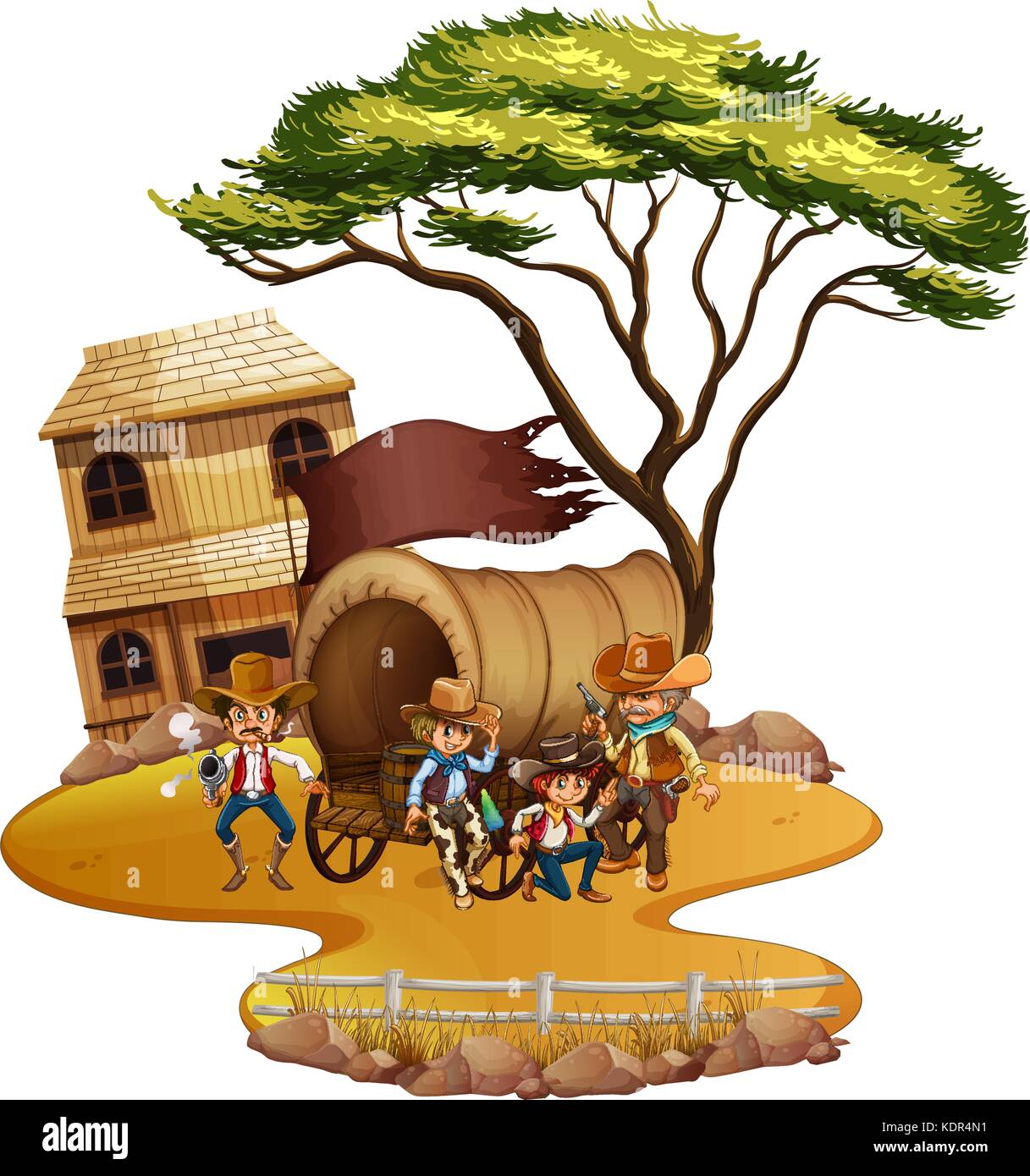 Cowboy western town cartoon hi-res stock photography and images - Alamy