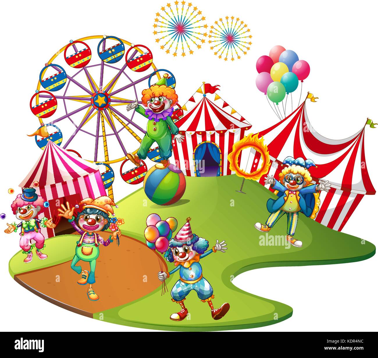 Clowns performing in the circus illustration Stock Vector Image & Art ...