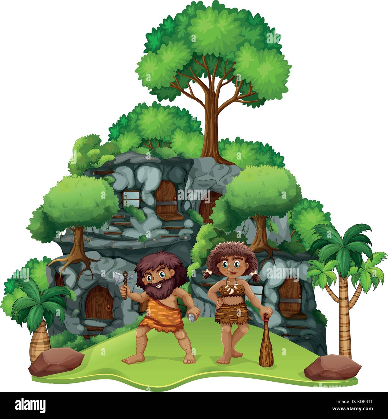 Cavemen vector vectors hi-res stock photography and images - Alamy