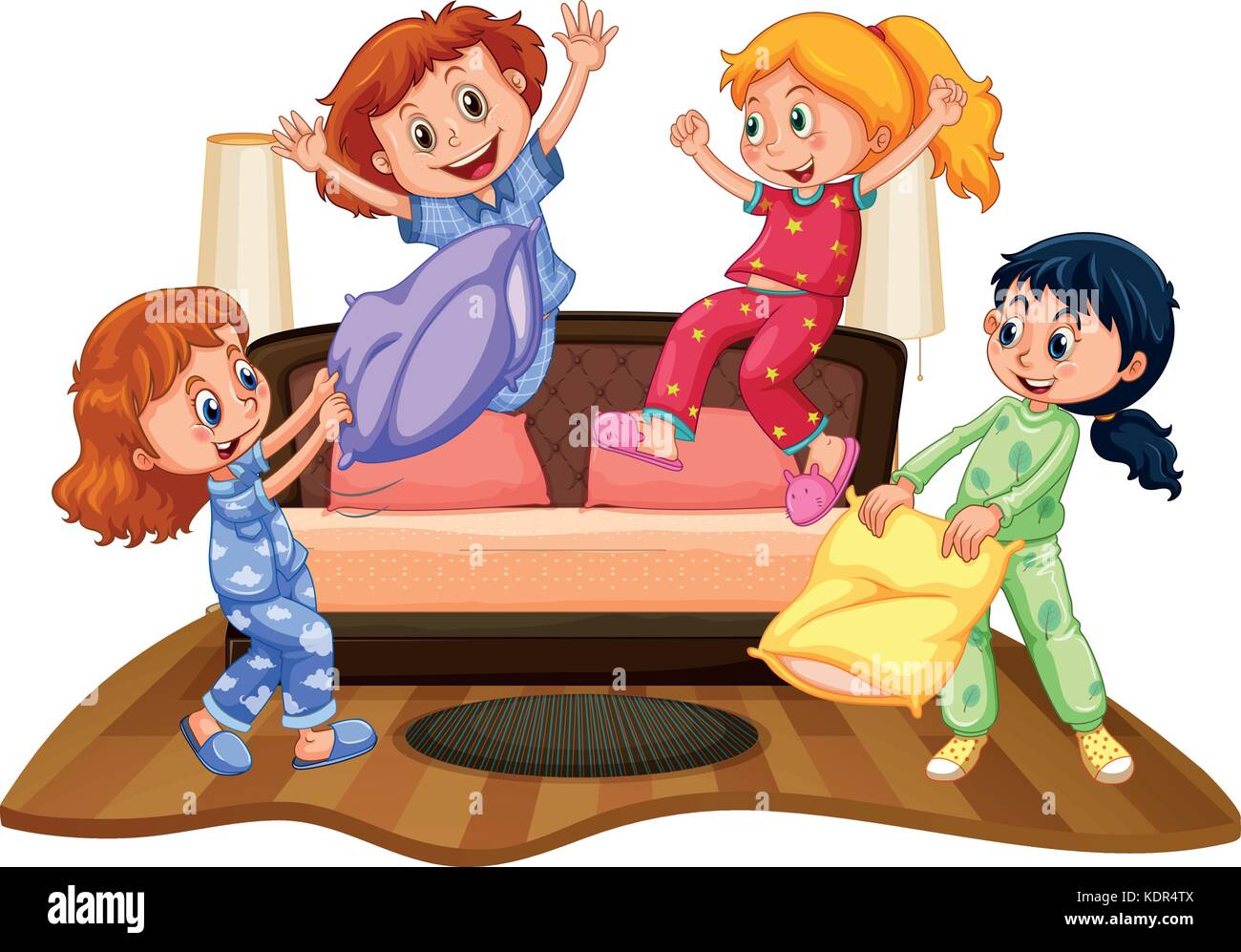 Many girls at slumber party illustration Stock Vector Image & Art - Alamy