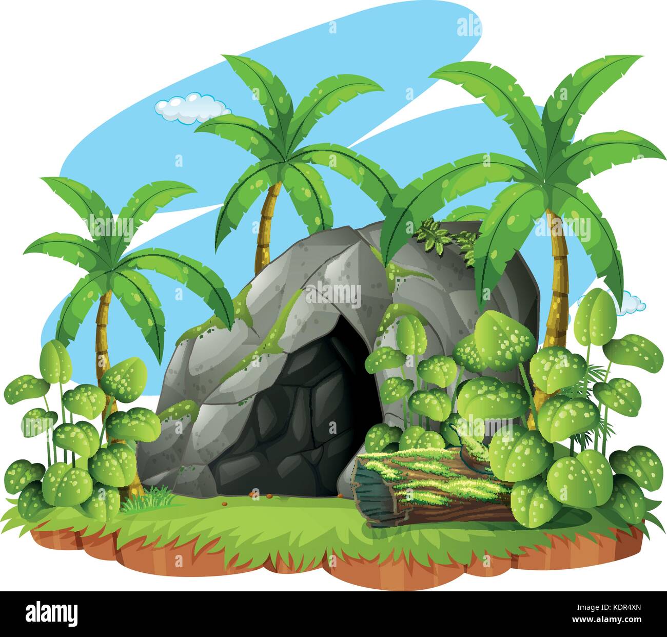 Background scene with cave in forest illustration Stock Vector Image ...