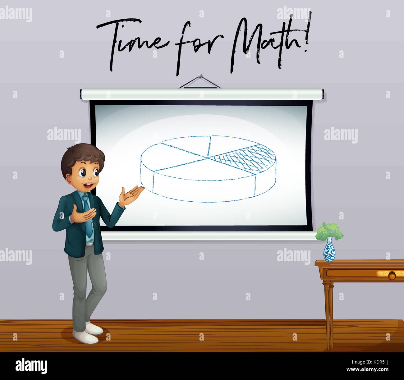 Phrase time for math with math teacher in classroom illustration Stock ...