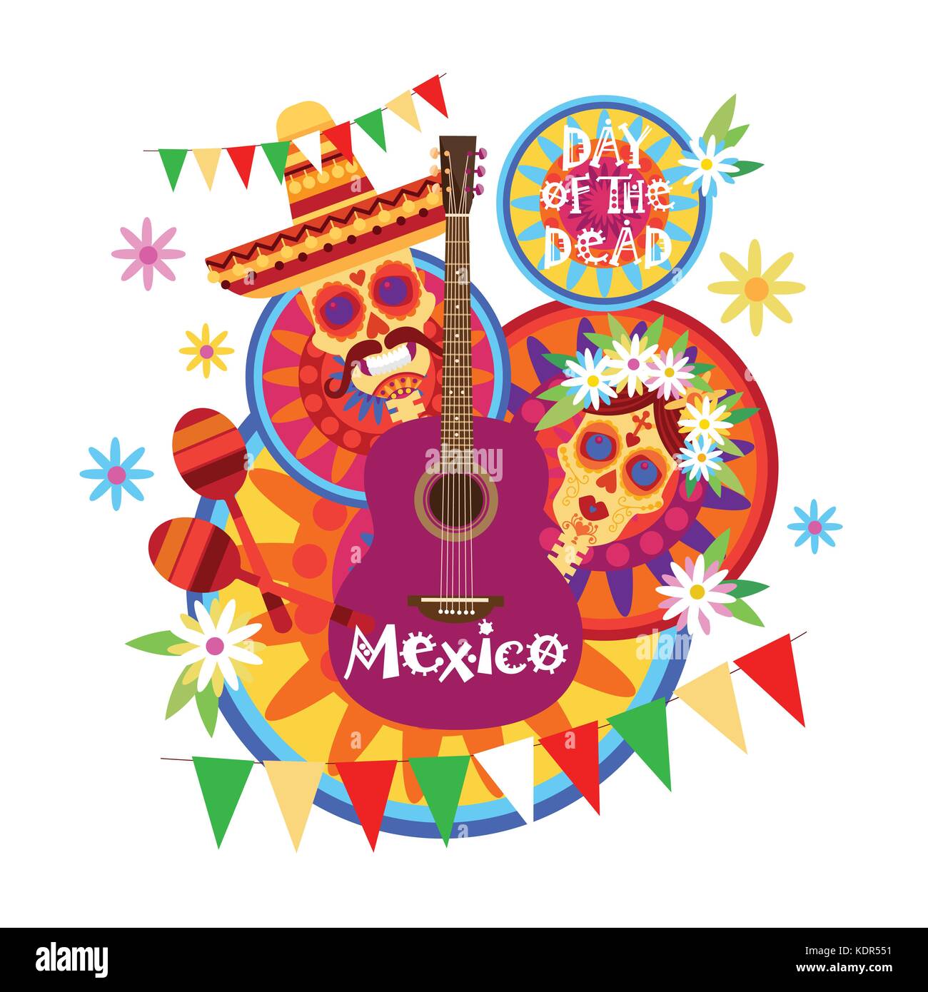 Skull Day Of Dead Concept Traditional Mexican Halloween Dia De Los ...