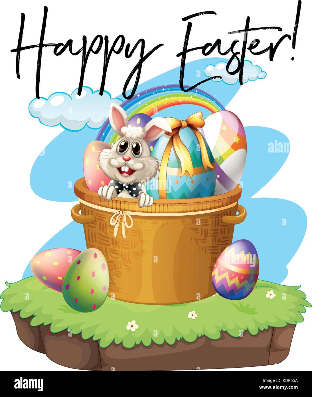 Happy easter poster with bunny and eggs illustration Stock Vector Image ...
