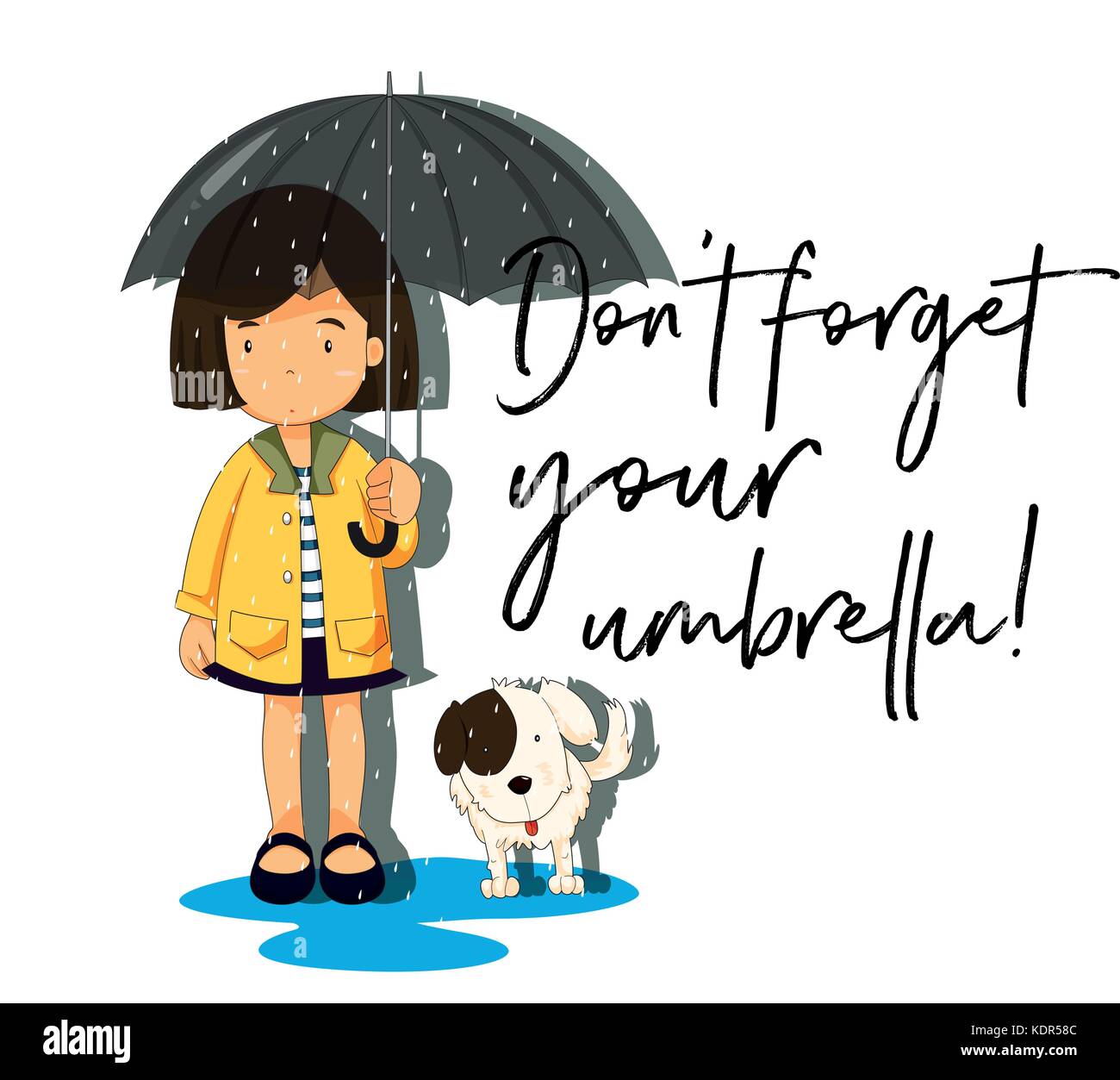 Girl with umbrella and phrase don't forget your umbrella illustration Stock Vector Image & Art ...
