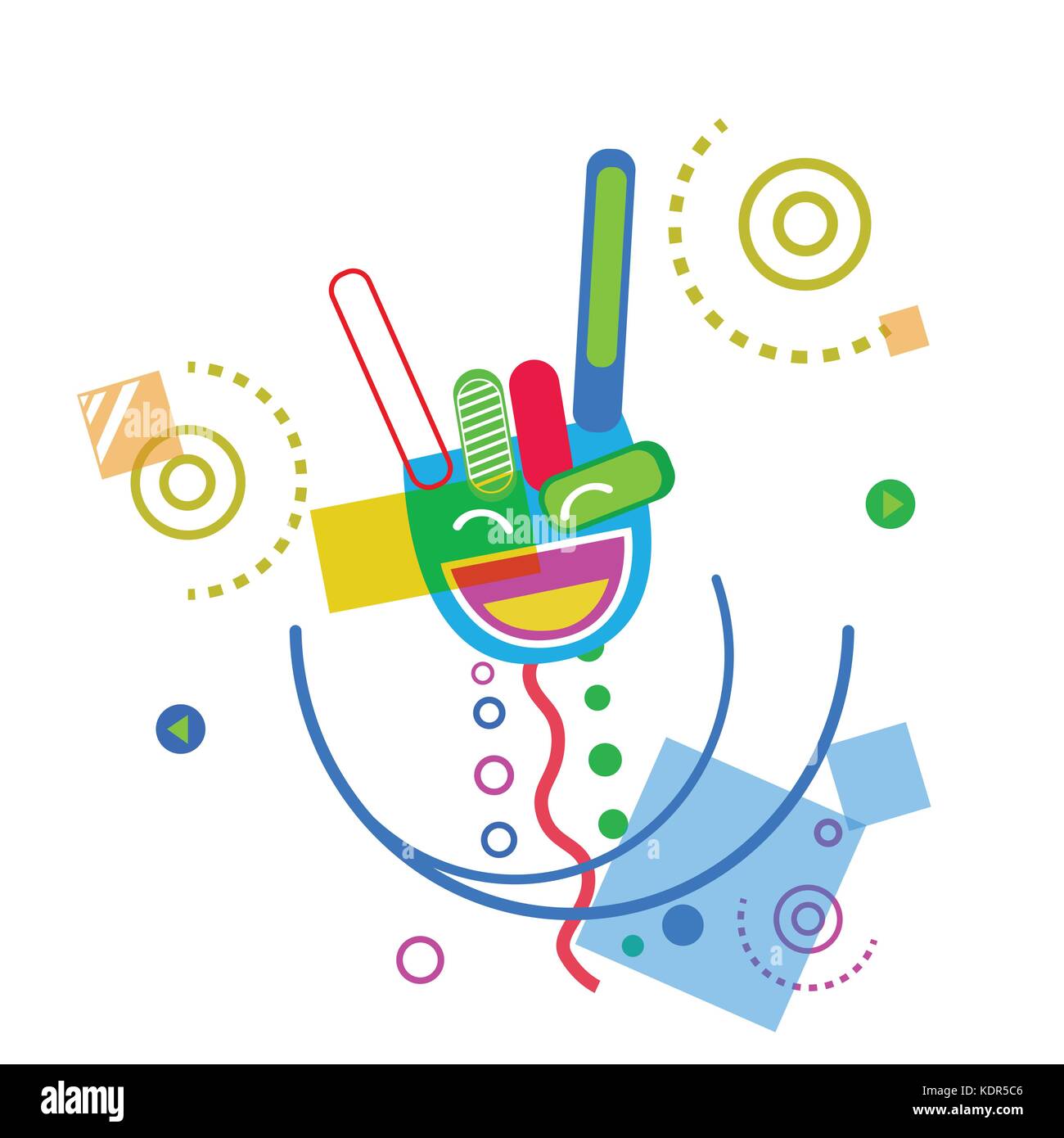 Abstract Hand Palm Show Rock Horns Sign Doodle Design Stock Vector ...