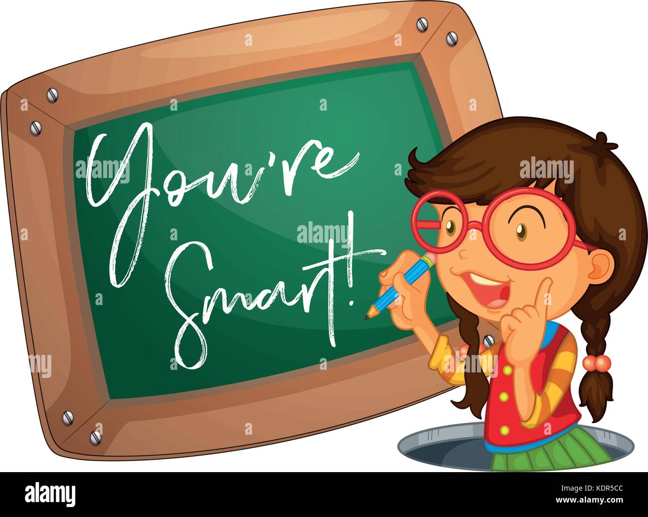 Word expression for you're smart with girl writing on board ...