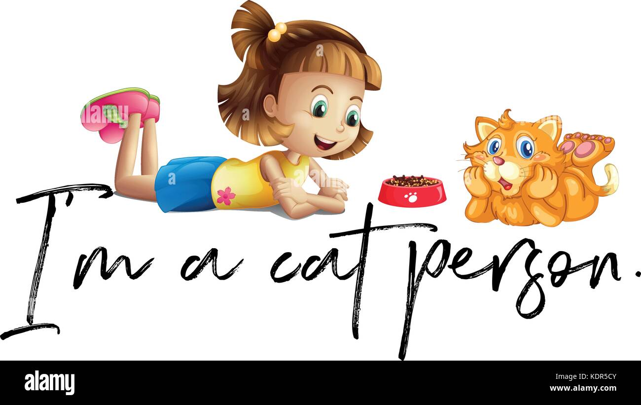 Girl and cat with phrase I am a cat person illustration Stock Vector ...