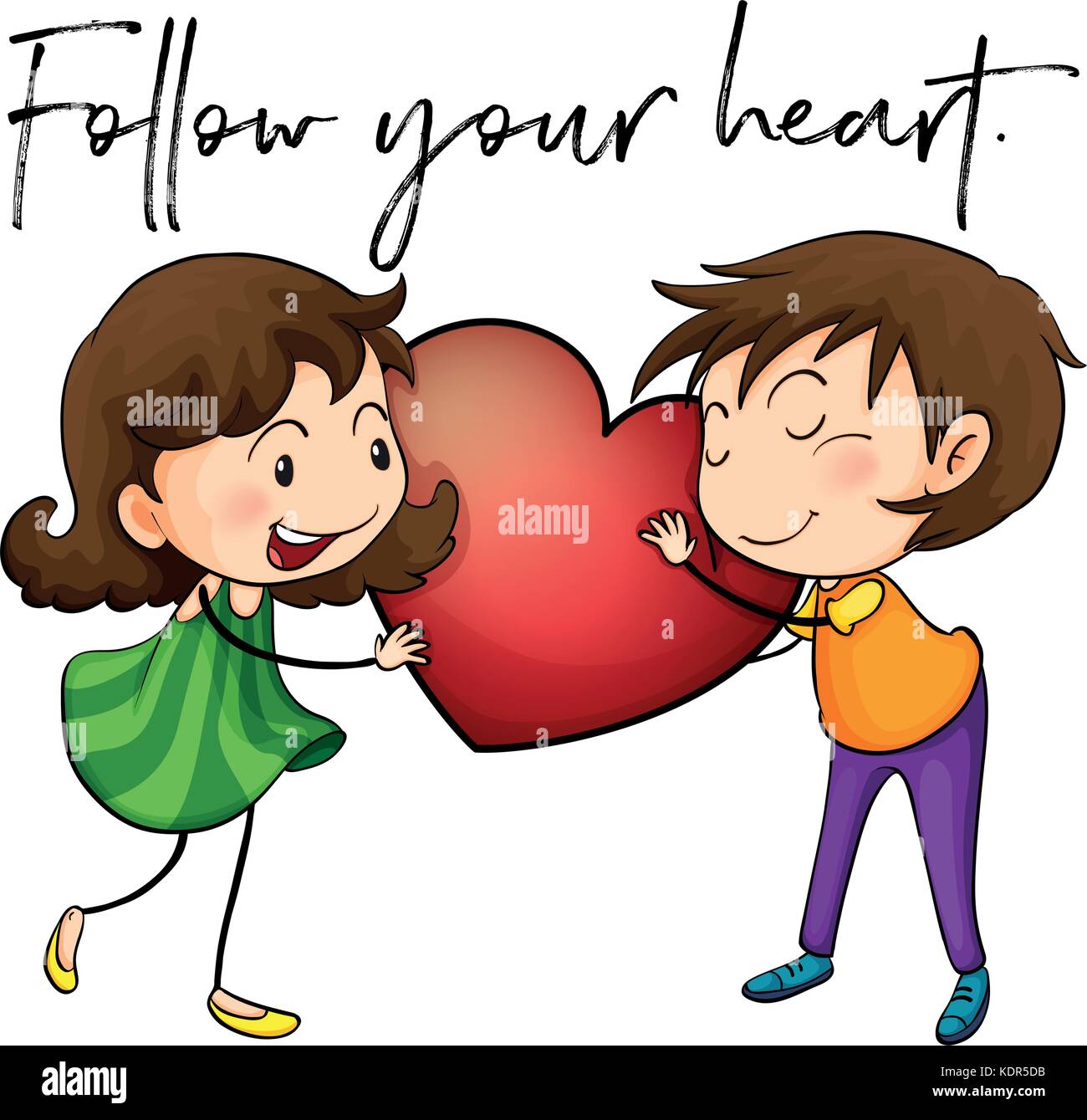 Love couple and phrase follow your heart illustration Stock Vector ...