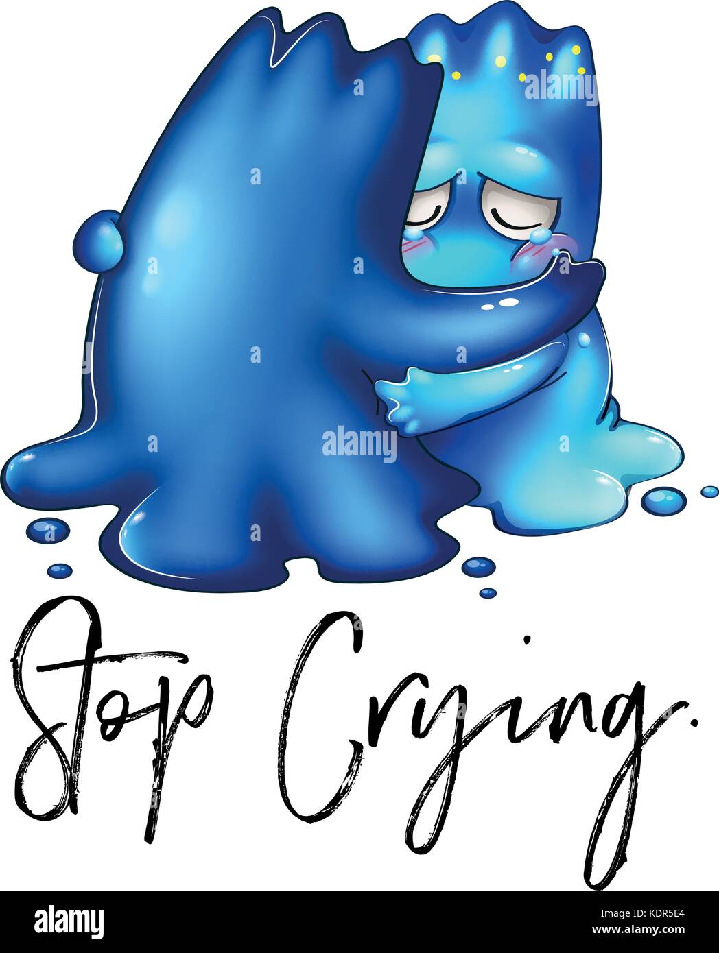 Two monster hugging with phrase stop crying illustration Stock Vector ...