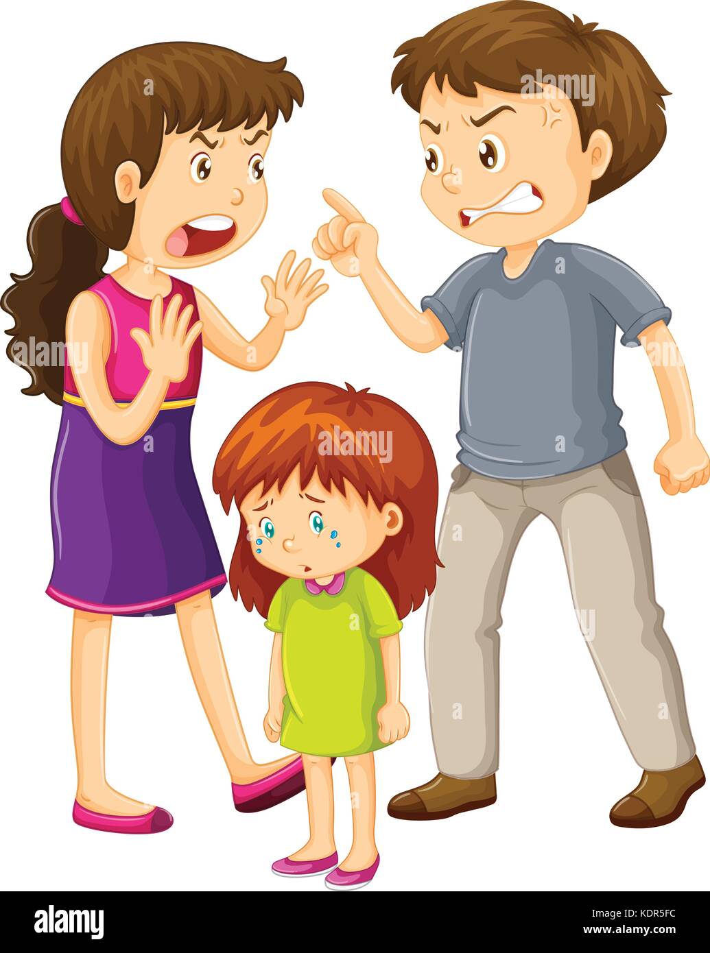 Parents argue and little girl cries illustration Stock Vector Image ...