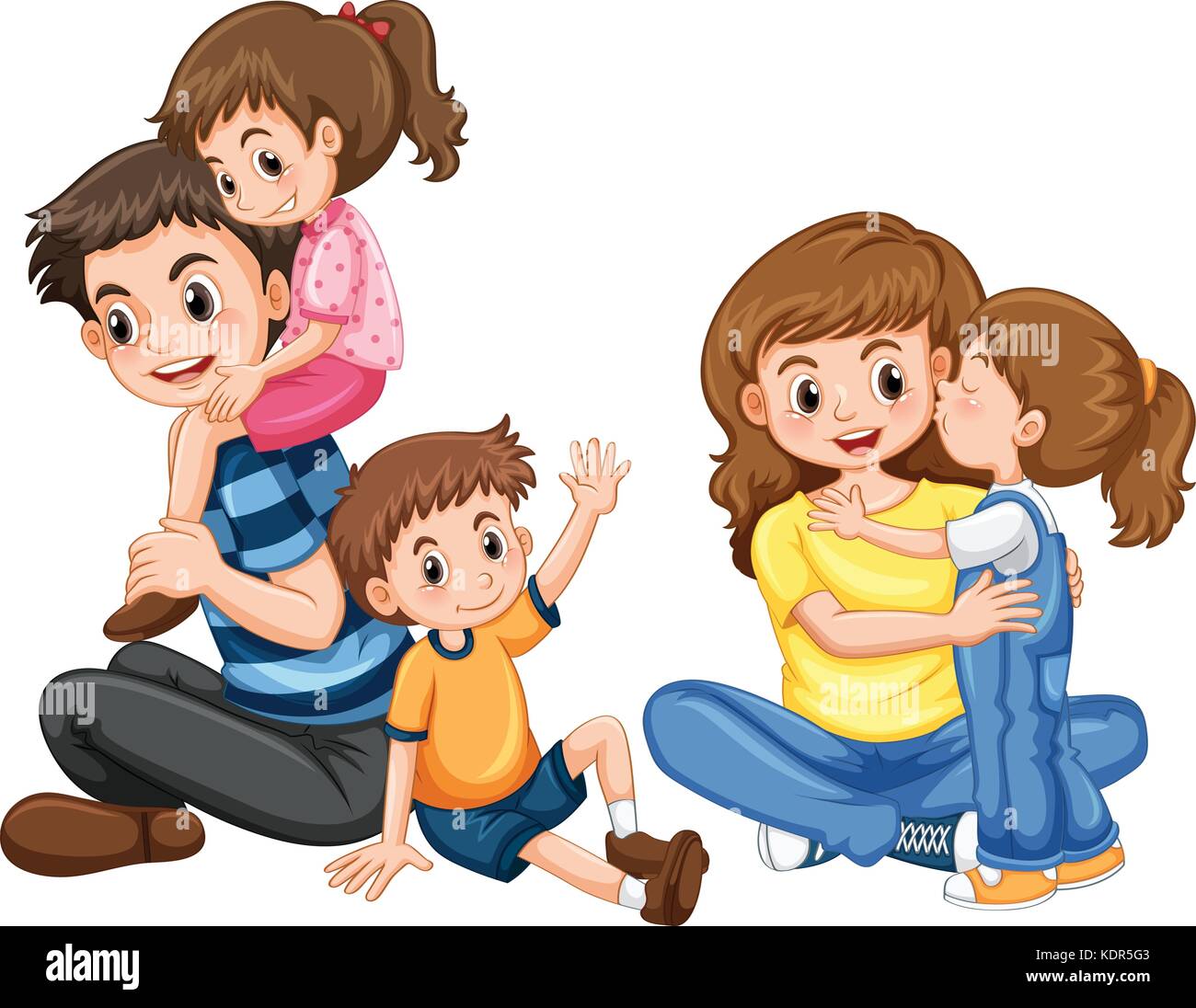 Father and mother with three kids illustration Stock Vector Image & Art ...