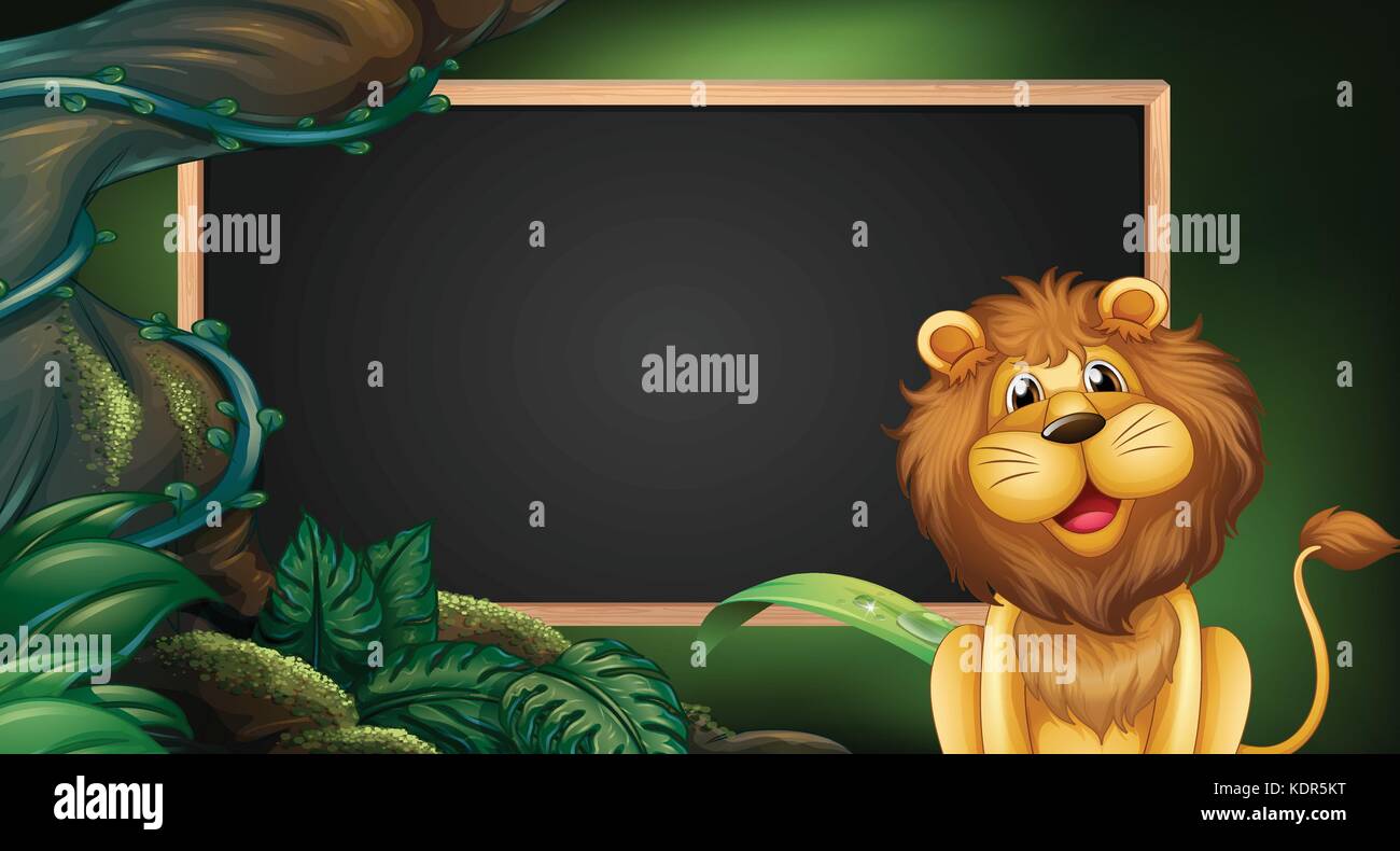 Border template with lion in the wild illustration Stock Vector Image ...