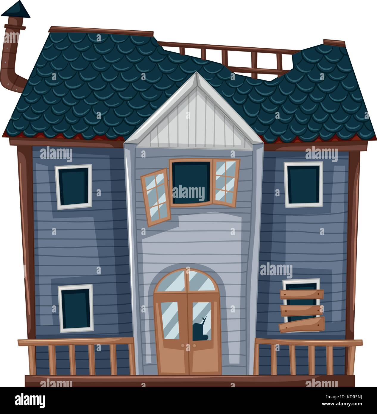 Wooden house with bad condition illustration Stock Vector Image & Art ...