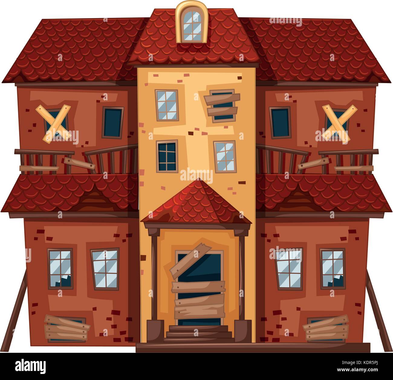 Ruined house with broken windows illustration Stock Vector Image & Art ...