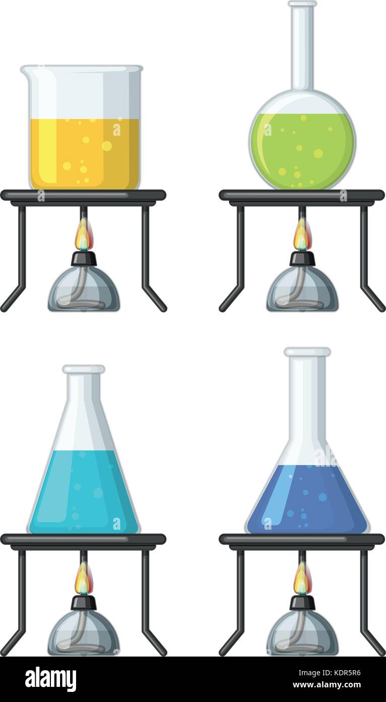 Four beakers with colorful liquid illustration Stock Vector Image & Art ...