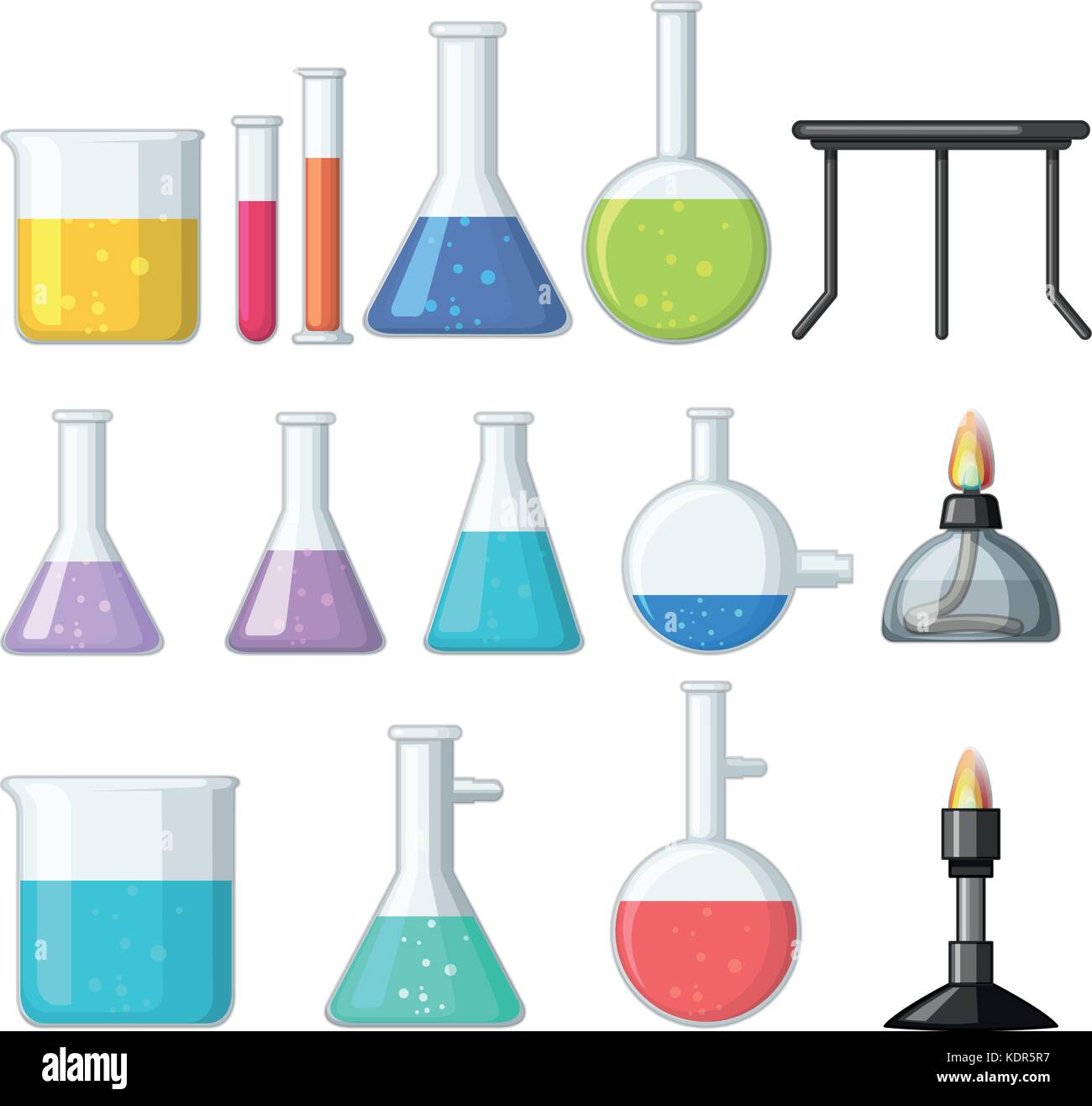 Different types of beakers and burners illustration Stock Vector Image ...