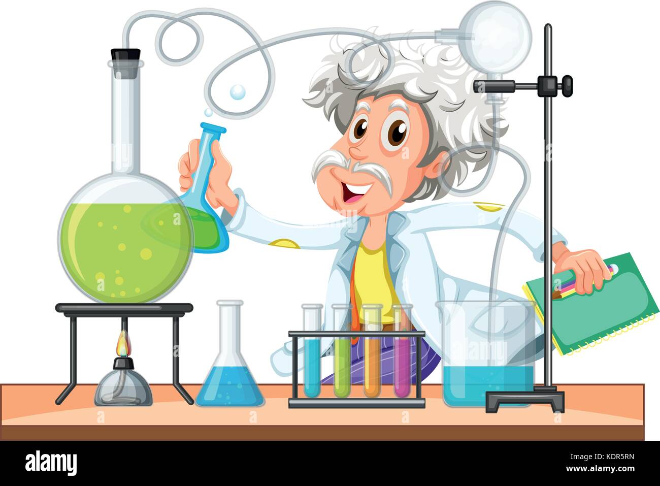 Old scientist works in lab illustration Stock Vector Image & Art - Alamy