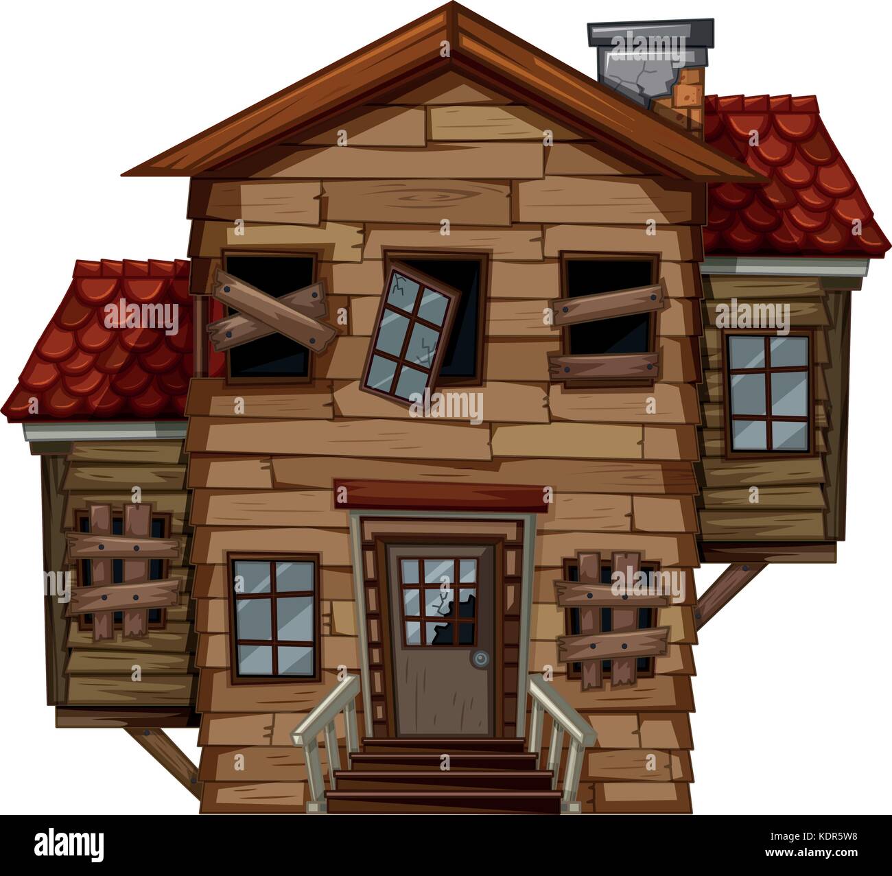 Wooden house with bad condition illustration Stock Vector Image & Art ...
