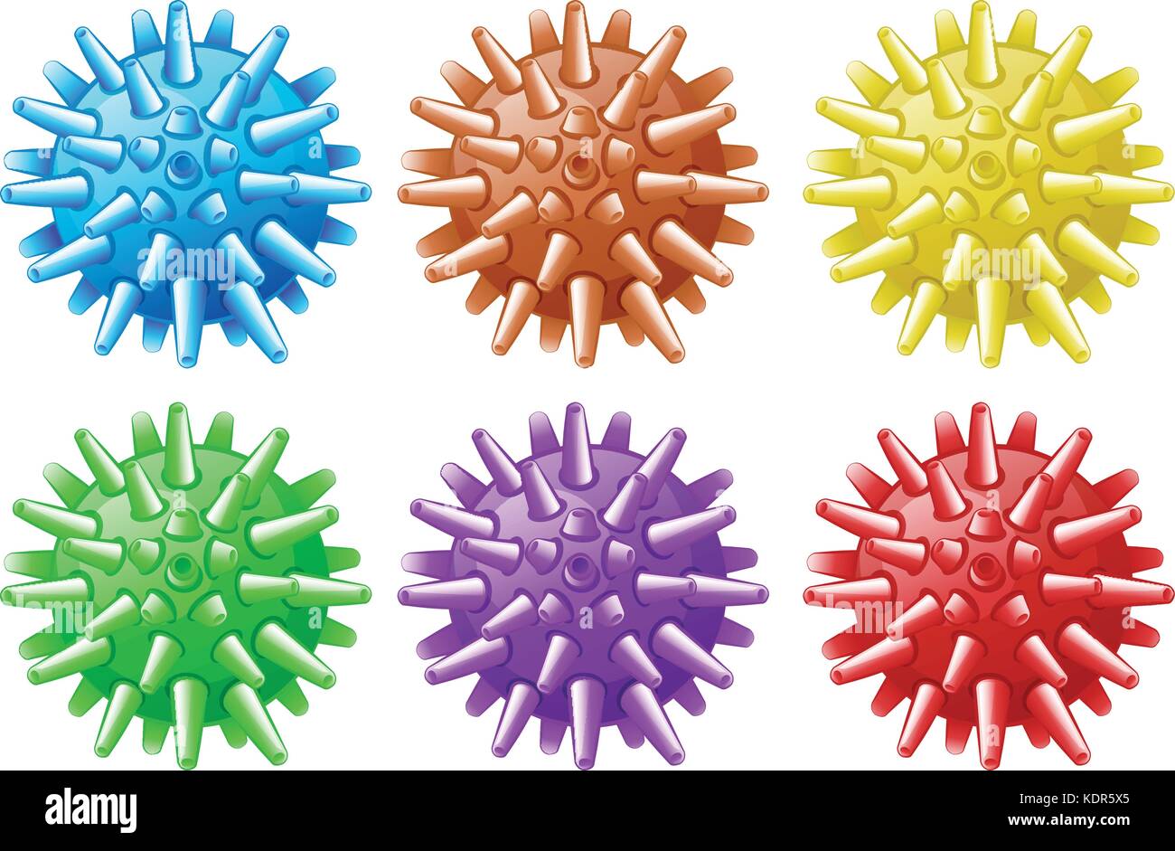 Six balls with spikes in different colors illustration Stock Vector ...