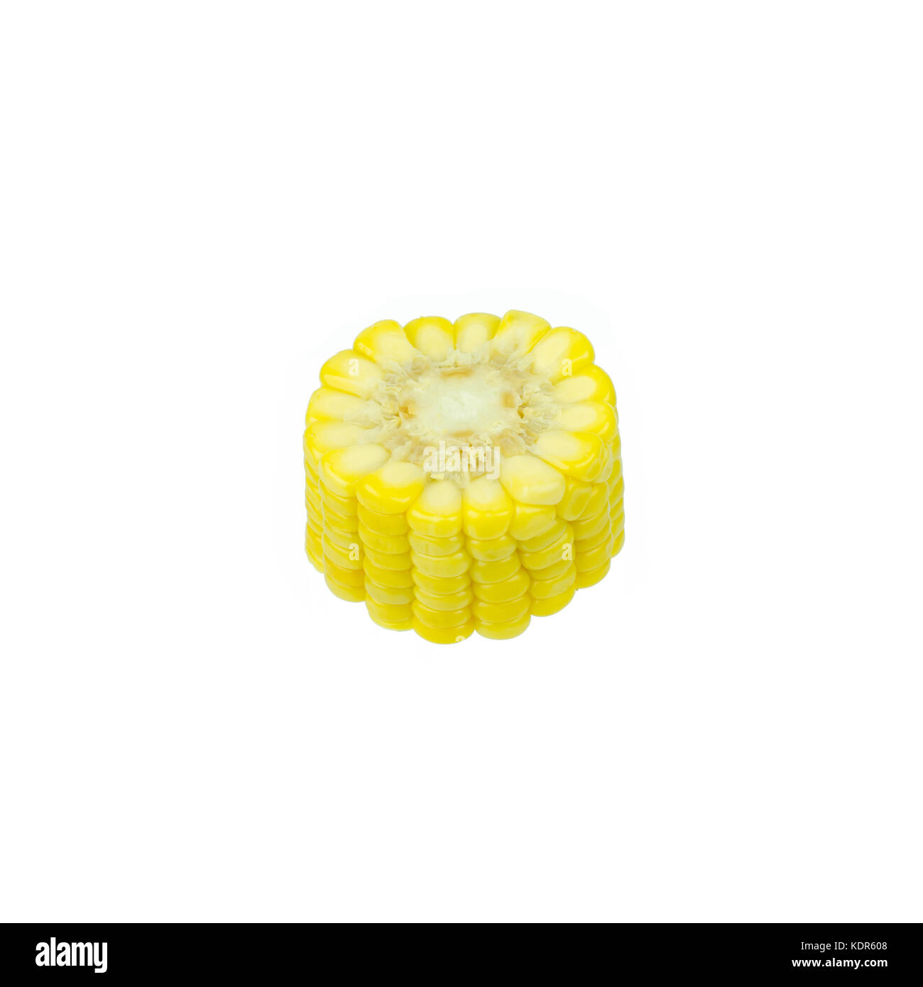 sliced piece of yellow corn isolated on white Stock Photo - Alamy