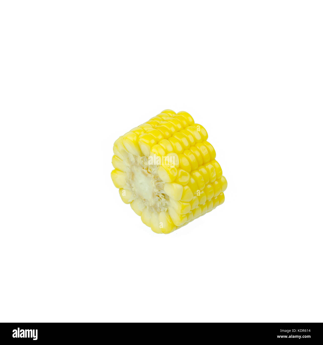sliced piece of yellow corn isolated on white Stock Photo - Alamy